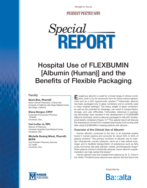 Hospital Use of FLEXBUMIN [Albumin (Human)] and the Benefits of ...